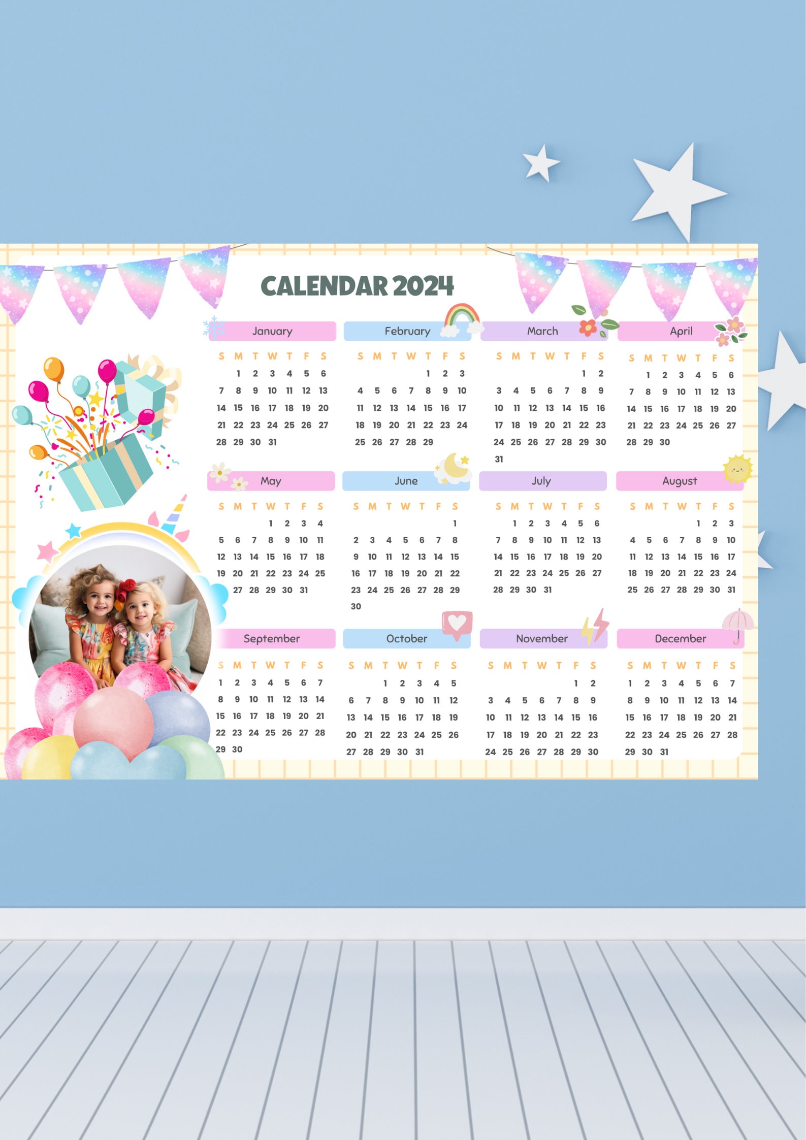 Personalized 2024 Yearly Photo Calendar Wall Calendar Custom Gift for ...