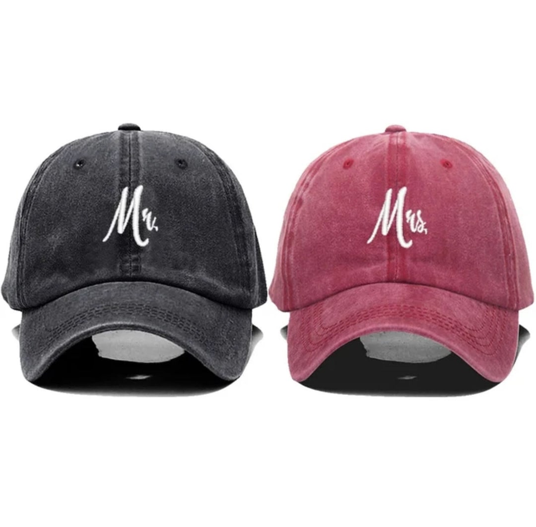 Fashion Mr. & Mrs. Baseball Cap Cotton Embroidery Hat Men Women Bridal ...