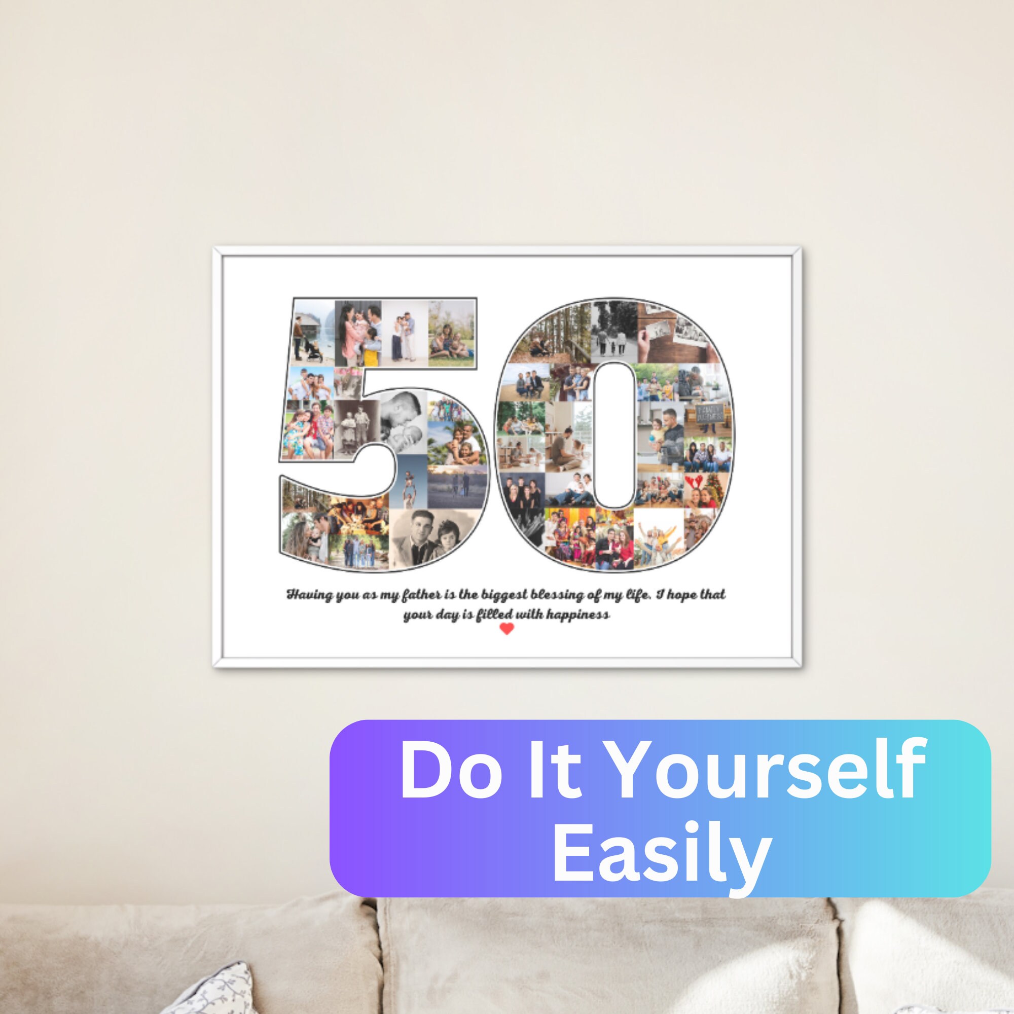 50th Birthday Photo Collage Template Editable Template - Etsy