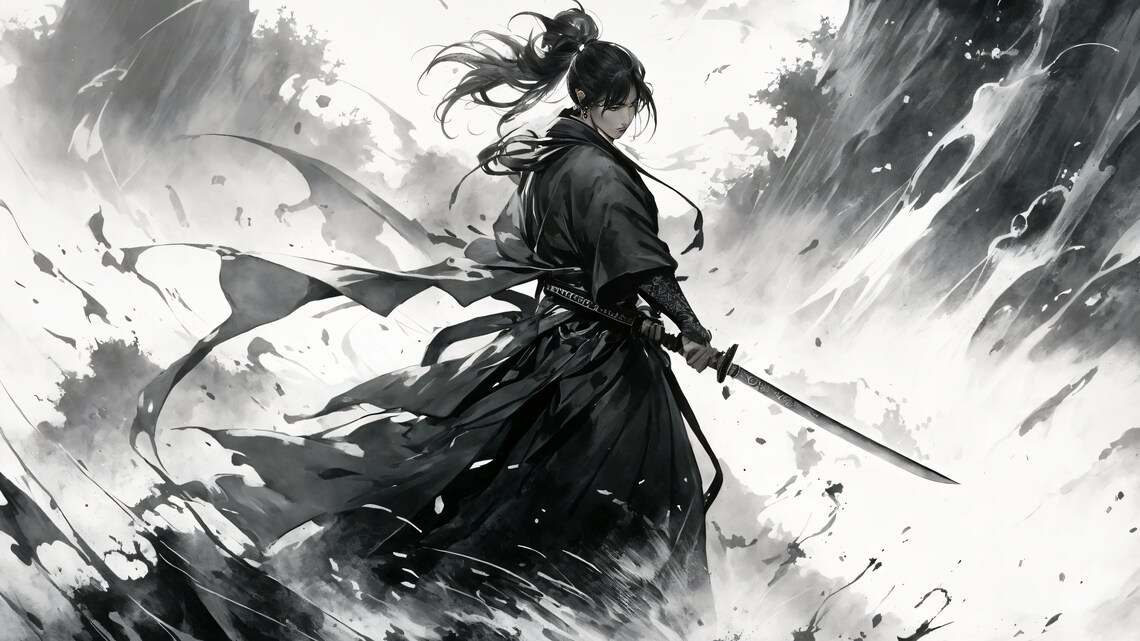 Strong Aura Wuxia Character Ink Art potrait & Landscape Sizes - Etsy