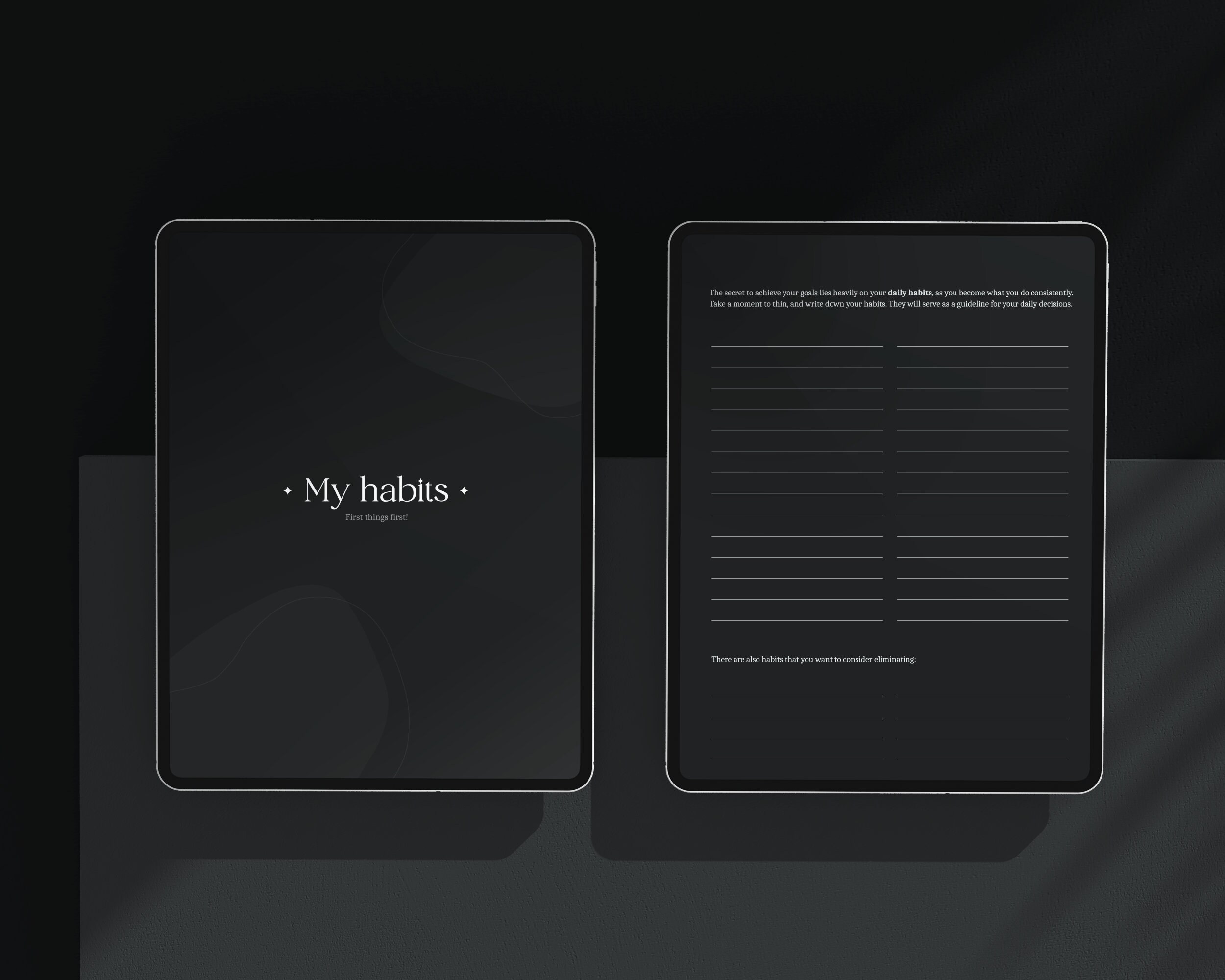 Bullet Journal Dark Theme Life Goals Bullet Journal Printable Pages ...