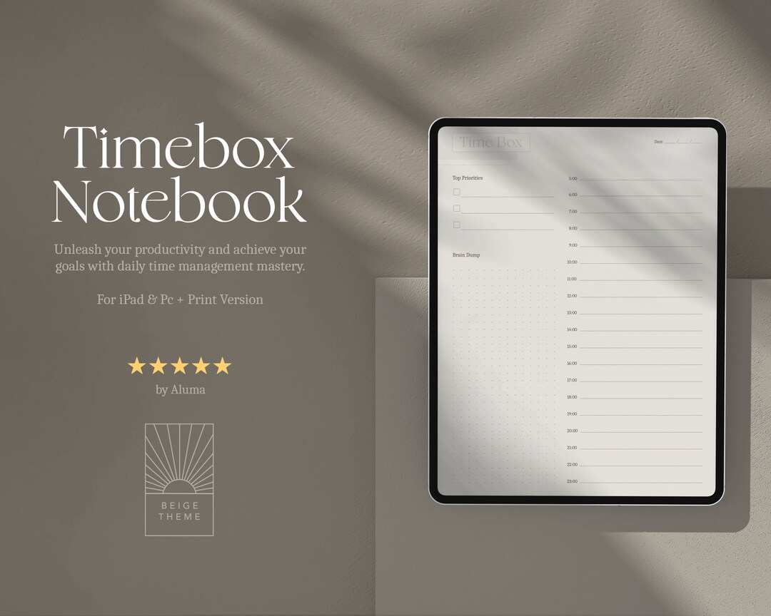 Timebox Daily Planner Beije Theme To-do List Notebook Planner Digital ...