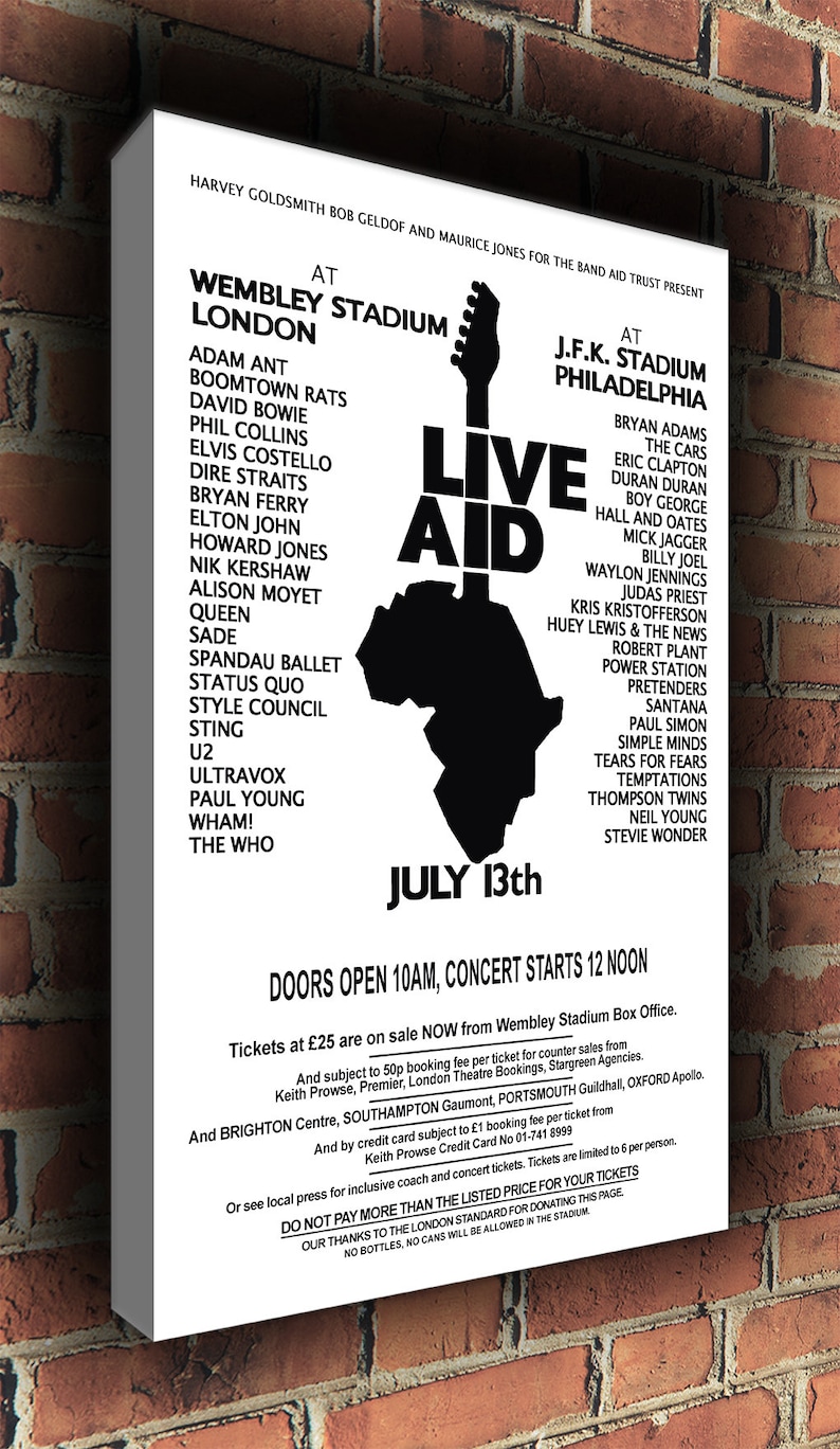 LIVE AID, Poster, Wall Canvas, Picture, Print, Art 64cm X 42cm - Etsy