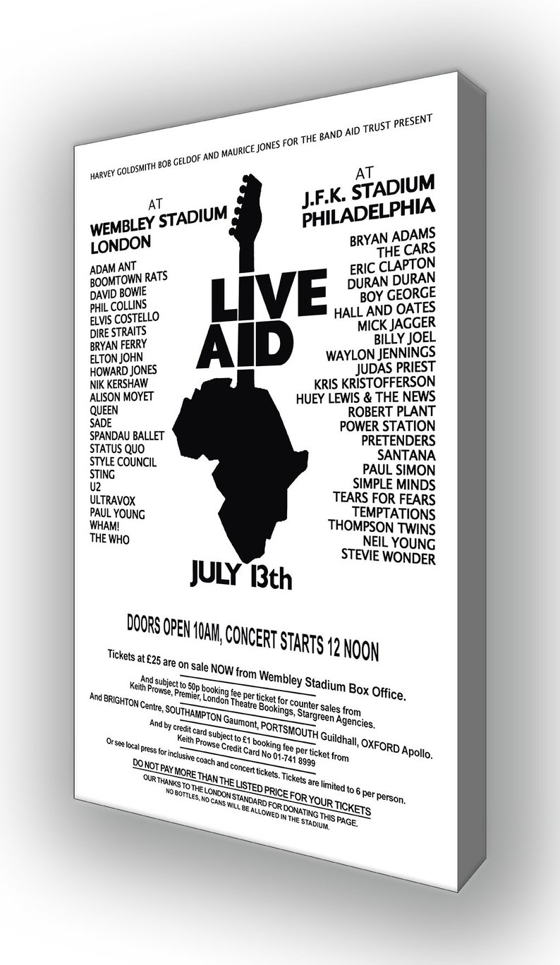 LIVE AID, Poster, Wall Canvas, Picture, Print, Art 64cm X 42cm - Etsy