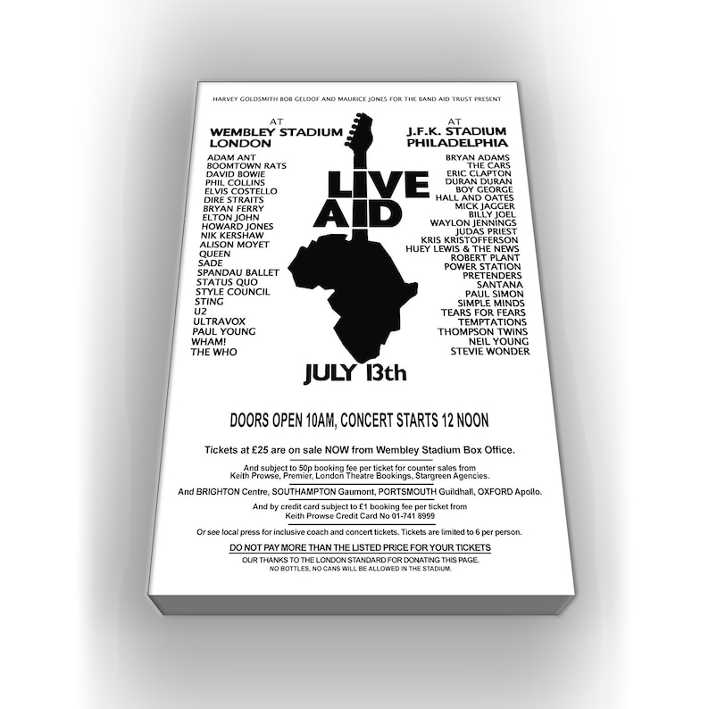 LIVE AID, Poster, Wall Canvas, Picture, Print, Art 65cm X 42cm - Etsy