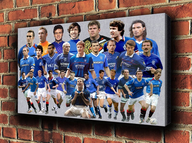 Rangers Legends of Ibrox Stadium Canvas Wall Art - Handmade UK (65cm X ...