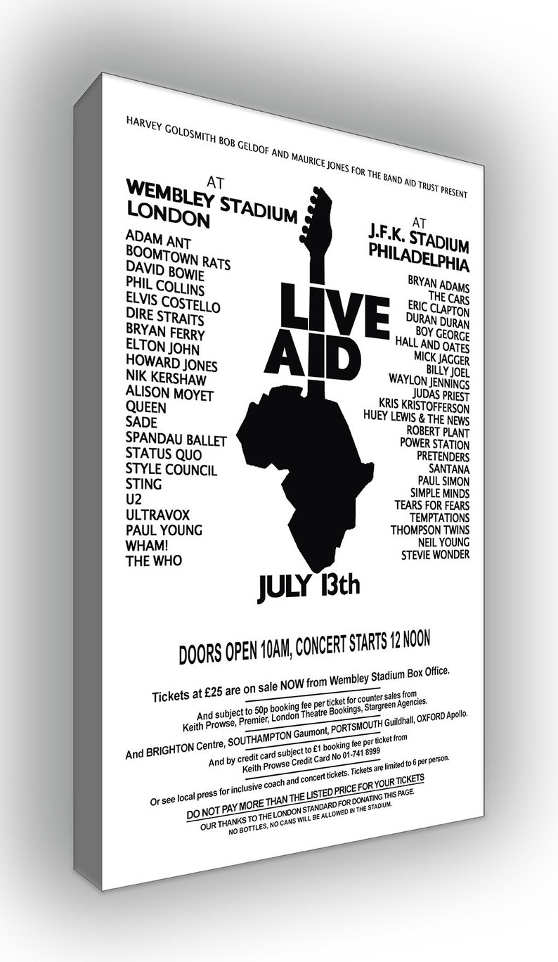 LIVE AID, Poster, Wall Canvas, Picture, Print, Art 64cm X 42cm - Etsy