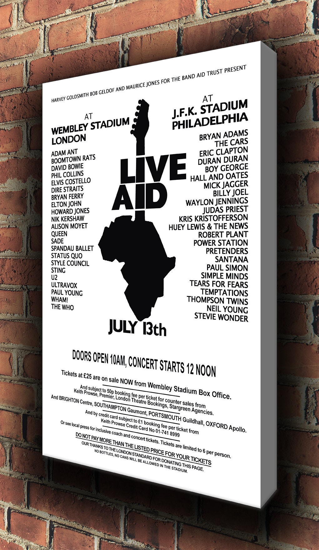 LIVE AID, Poster, Wall Canvas, Picture, Print, Art 65cm X 42cm - Etsy