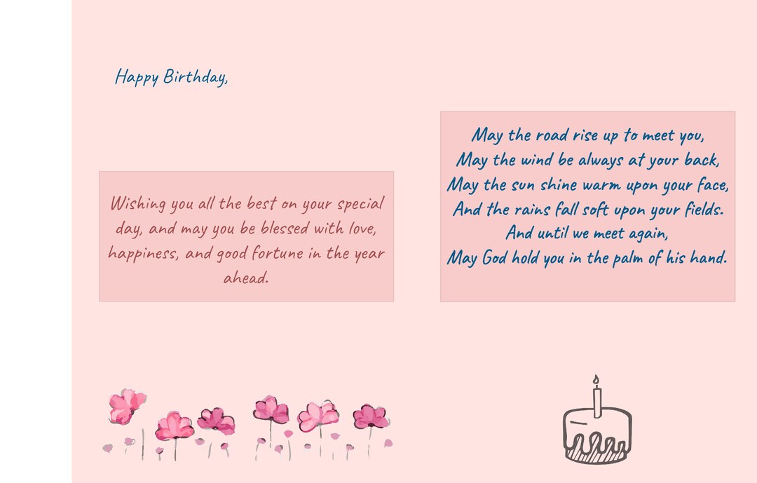 Birthday Card, Printable Birthday Card, Irish Poem - Etsy