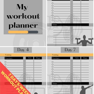 Printable Workout Planner, Exercise Schedule, Progress Tracker, Self ...