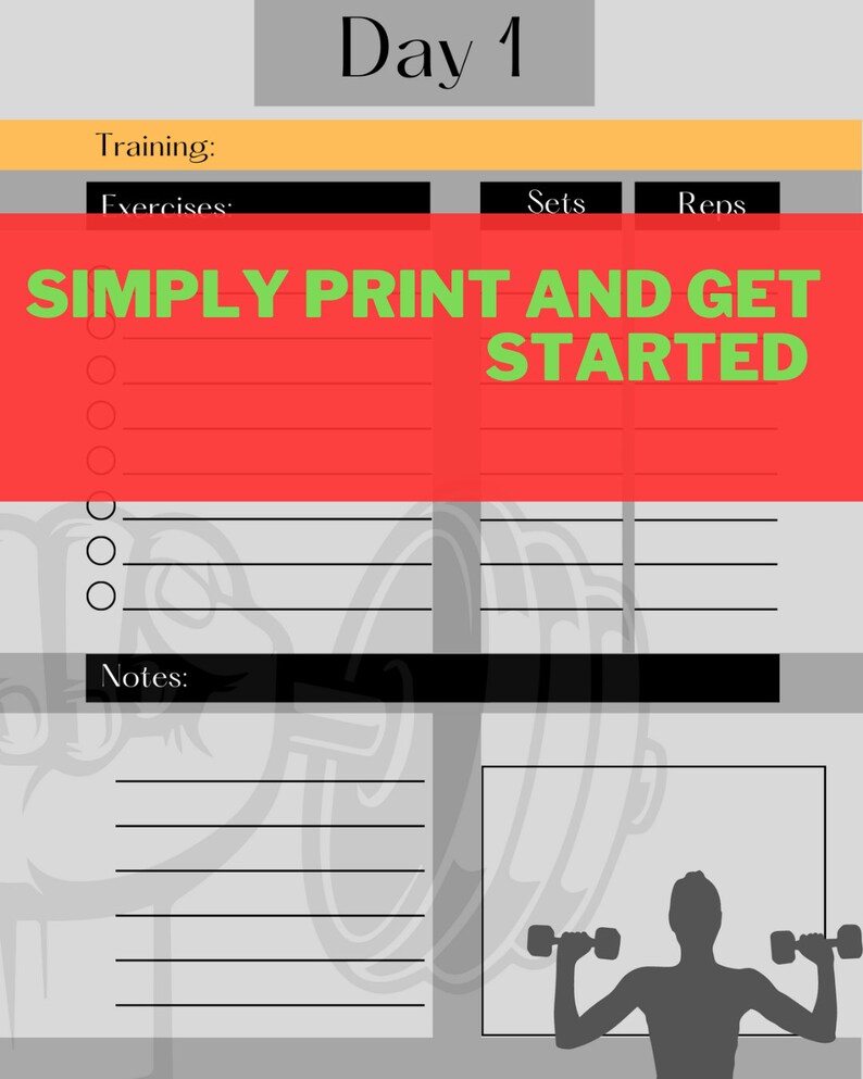 Printable Workout Planner, Exercise Schedule, Progress Tracker, Self ...