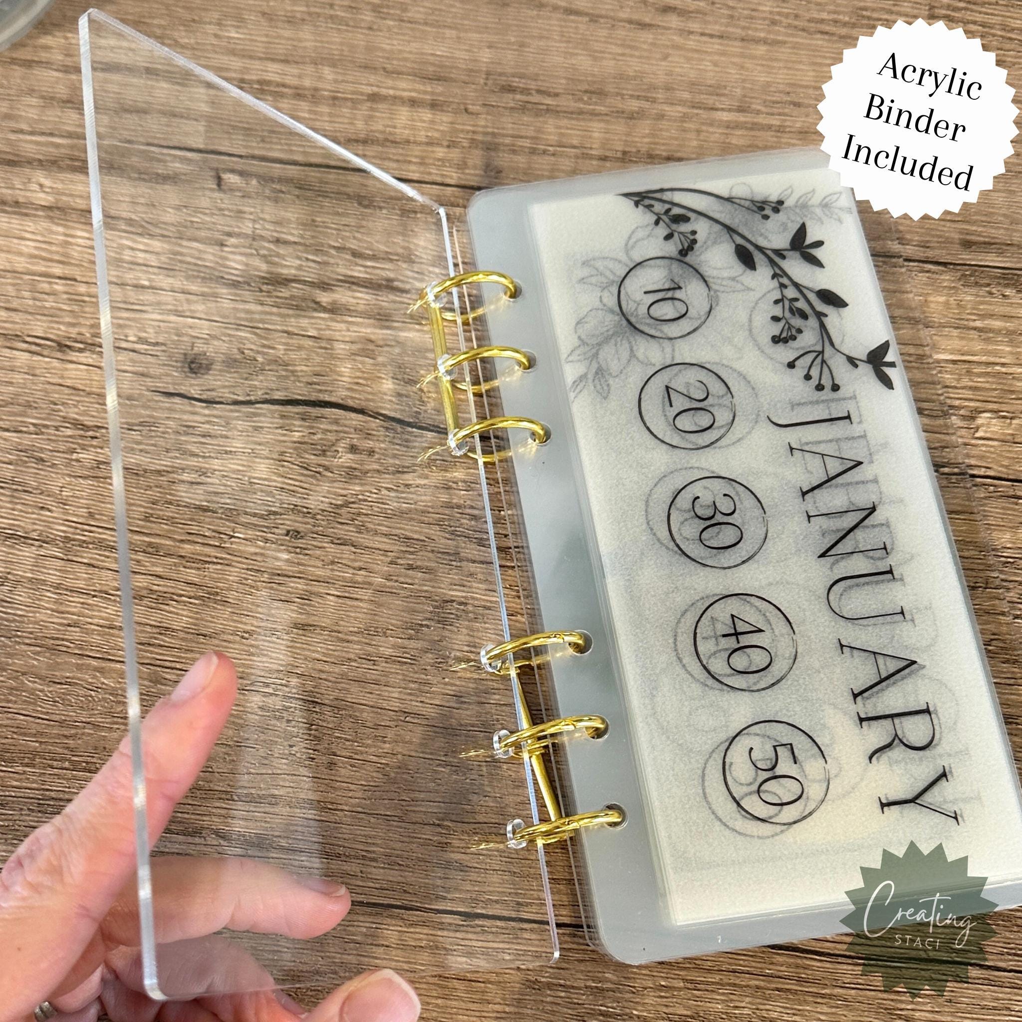 Savings Challenge Envelopes Binder Acrylic A6 Savings Challenge Tracker ...