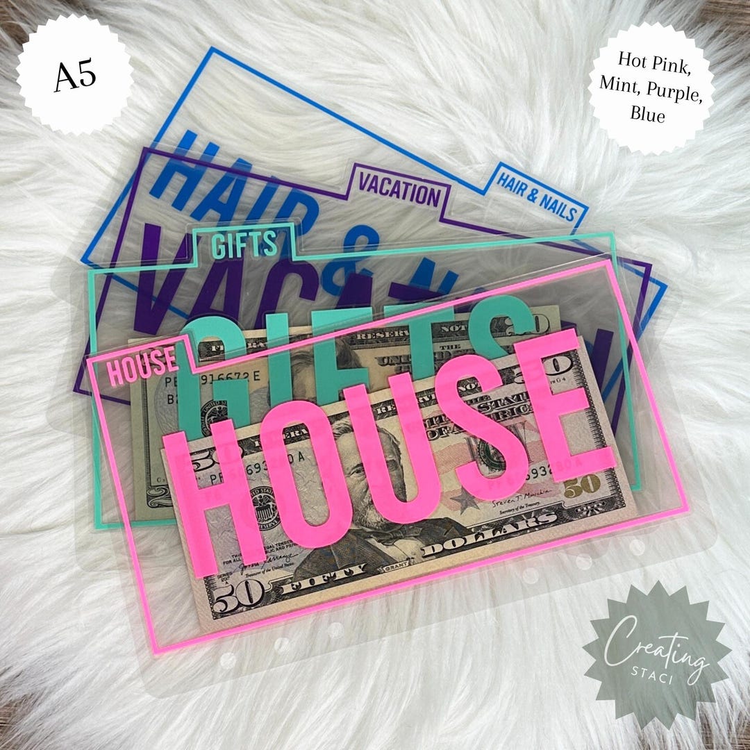 A5 Tabbed Cash Envelopes A5 Clear Cash Envelopes Personalized Cash ...