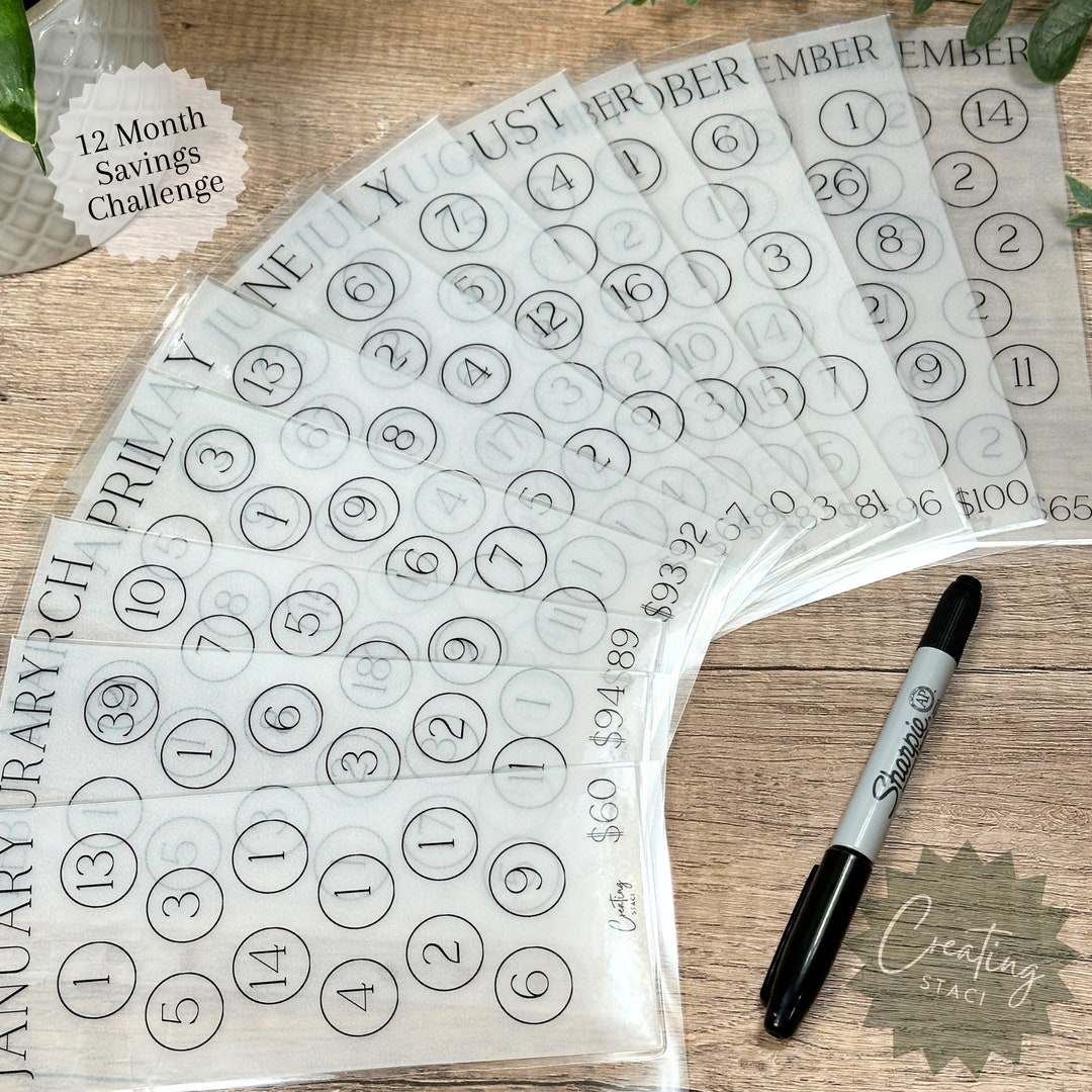 12 MONTH Savings Challenge ENVELOPES A6 Savings Challenge Tracker ...