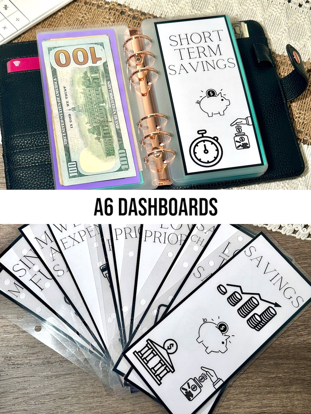 A6 Dashboards for Cash Stuffing Binders Trackers Laminated A6 Binder ...