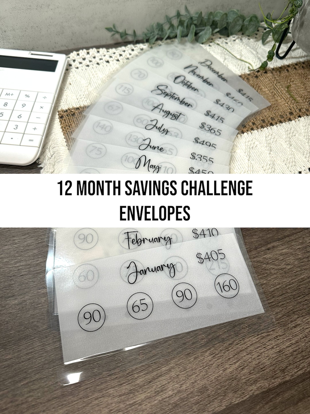 12 MONTH Savings Challenge ENVELOPES A6 Savings Challenge Tracker ...