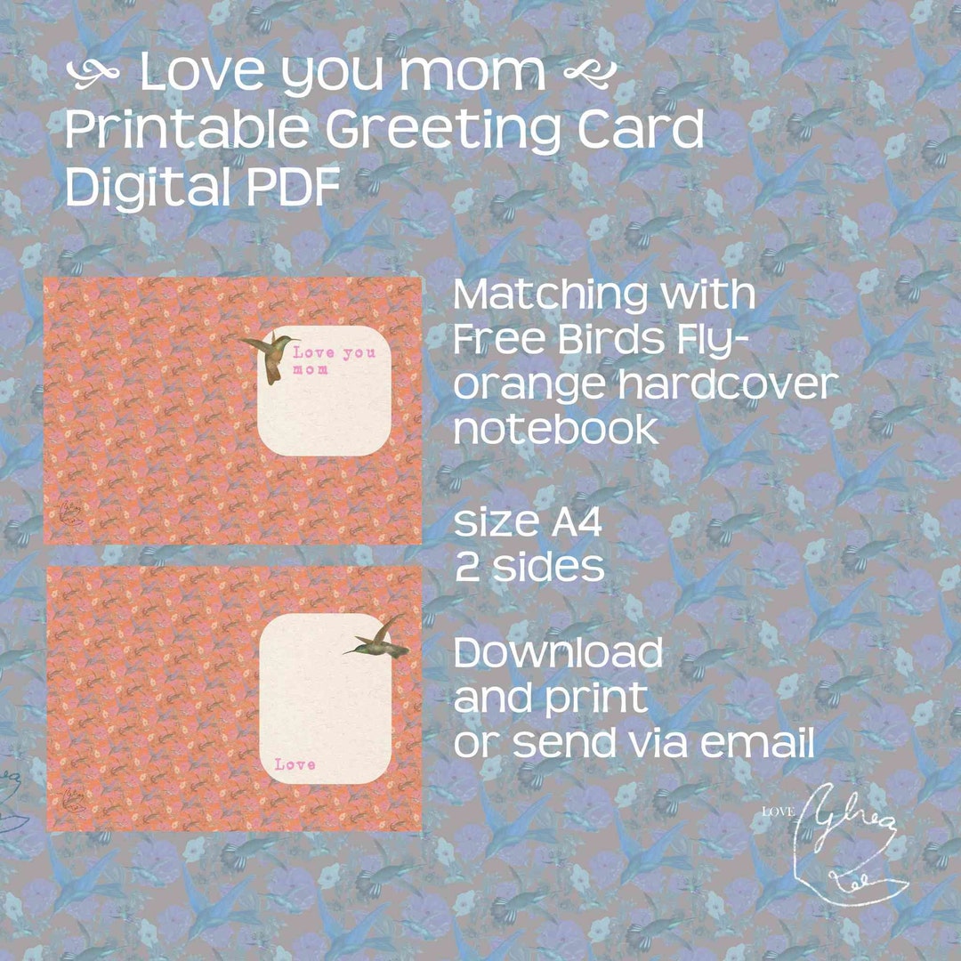 Love You Mom Printable Greeting Card for Mothers Day - Etsy