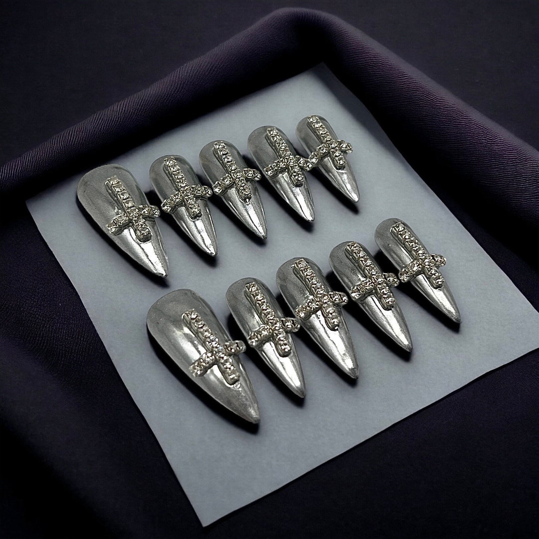 REUSABLE Chrome Press on Nails * Glue on Nails * Gel Nails * FAKE Nails ...