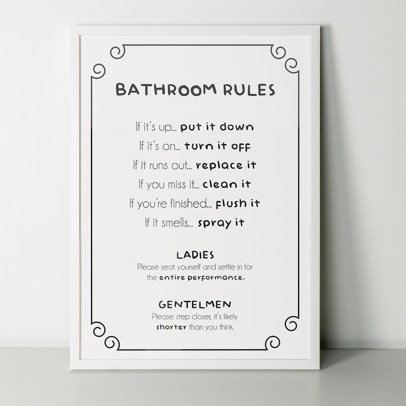 Vintage Bathroom Rules Poster Print Minimalistic Toilet Wall - Etsy