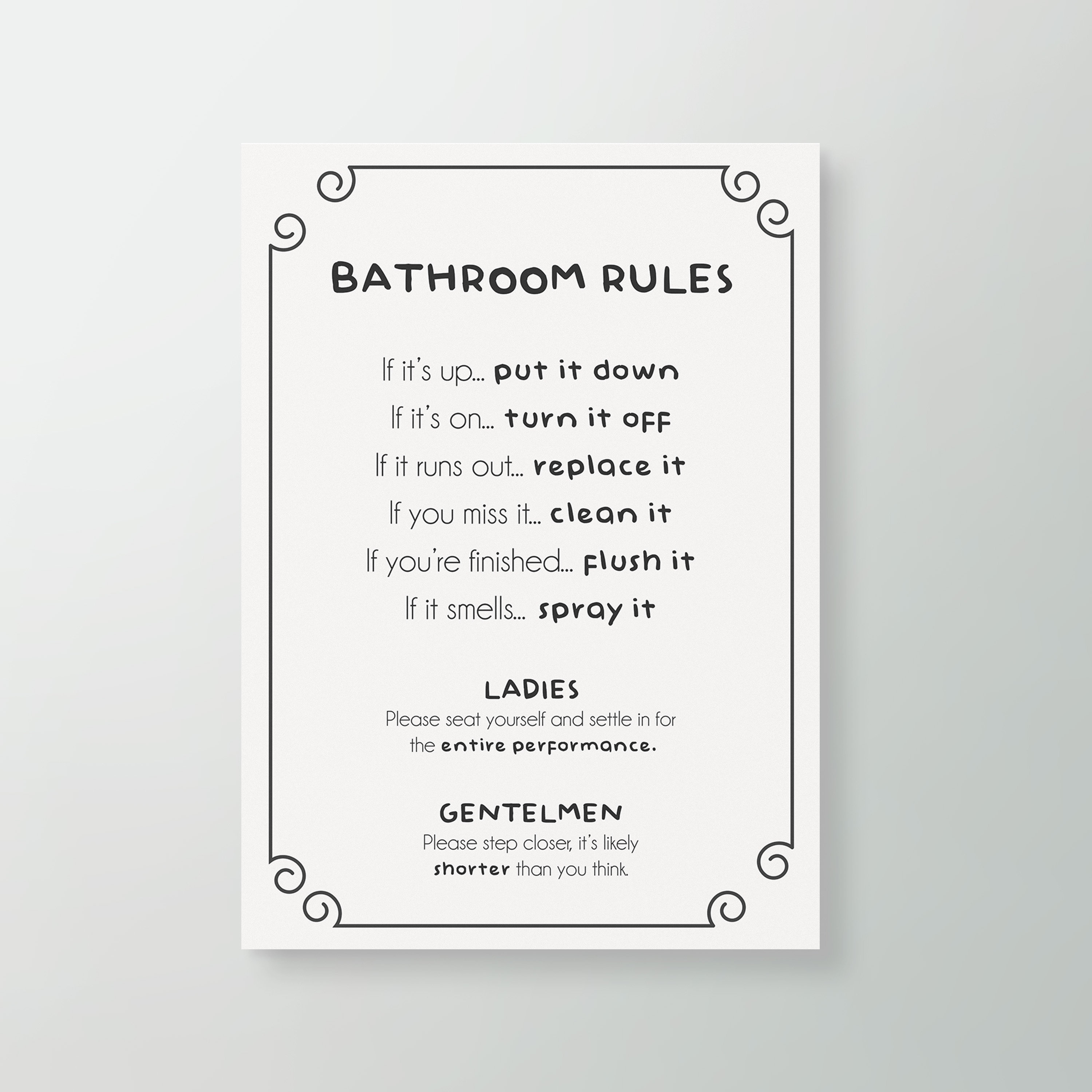 Vintage Bathroom Rules Poster Print Minimalistic Toilet Wall - Etsy