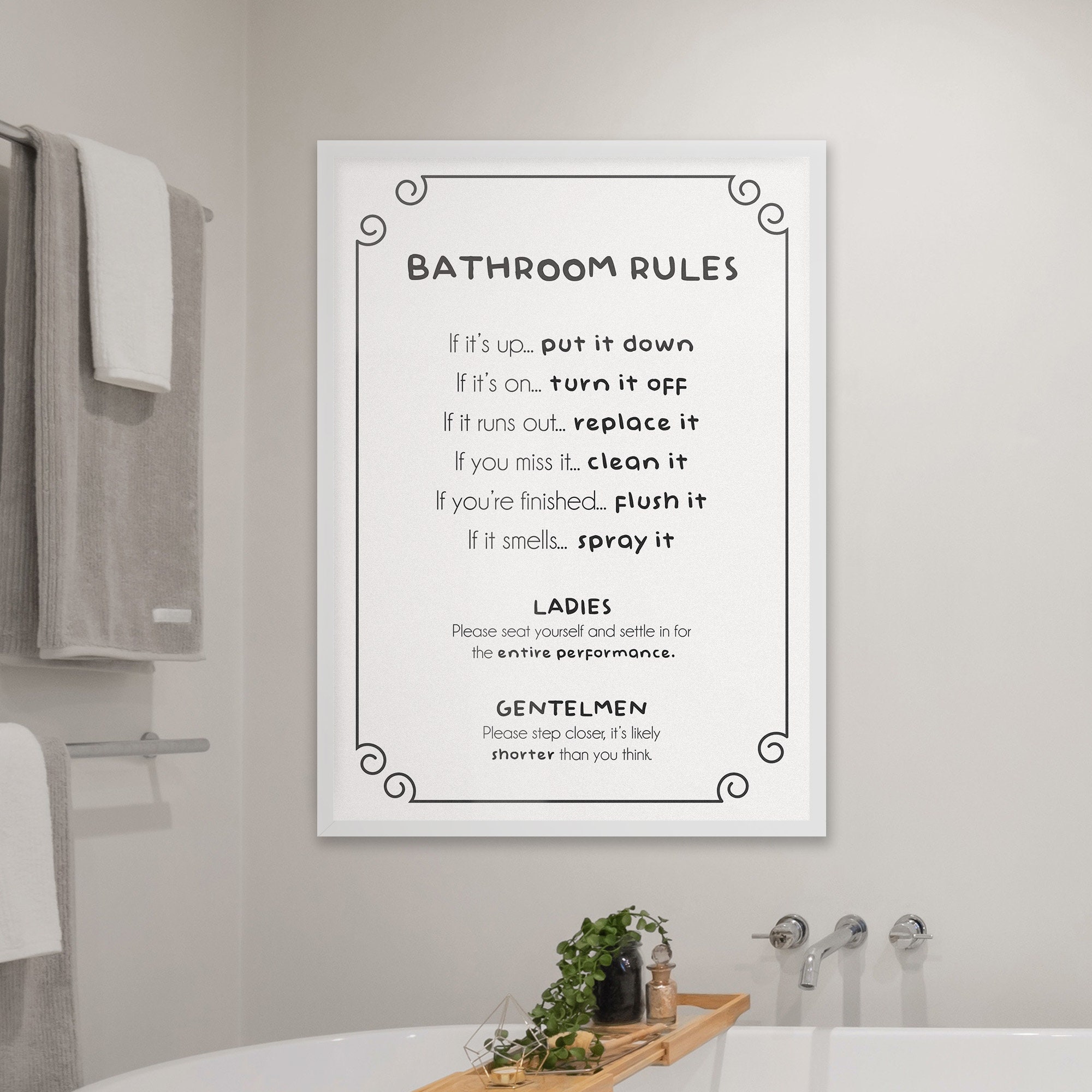 Vintage Bathroom Rules Poster Print Minimalistic Toilet Wall - Etsy
