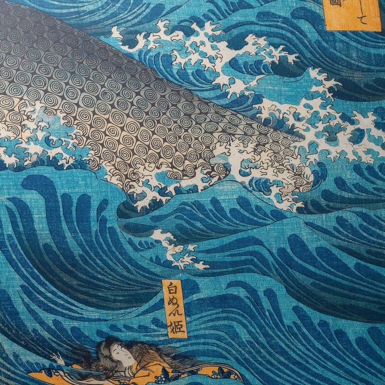 Japanese Ukiyo-e Whale Print Set of 3– Antique Ocean Art, Oriental ...