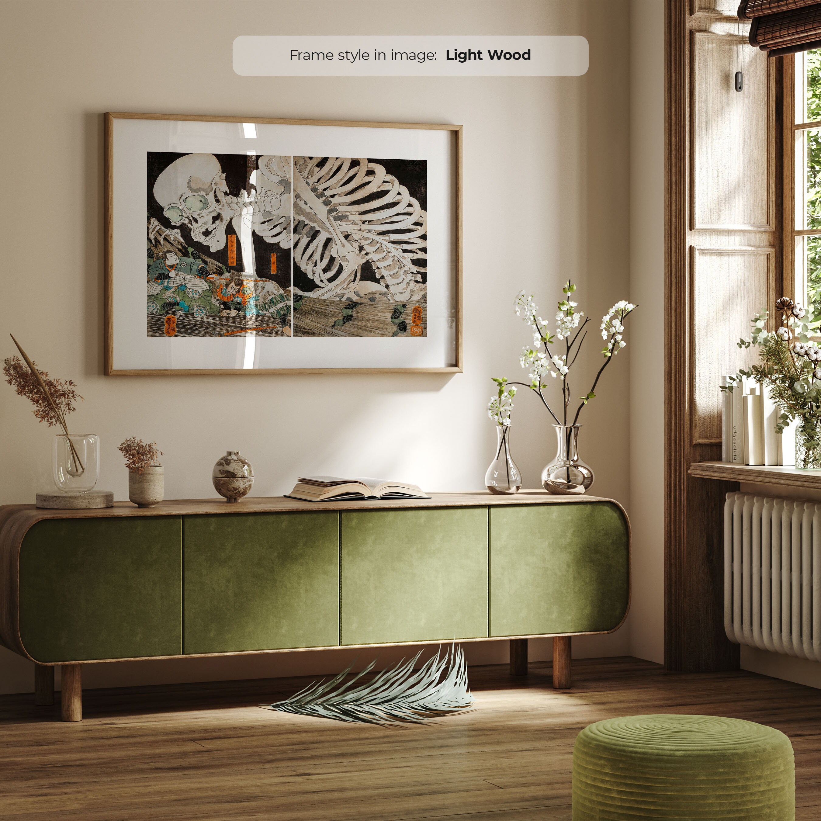 Takiyasha and Skeleton Spectre Japanese Poster Framed Vintage Japanese ...