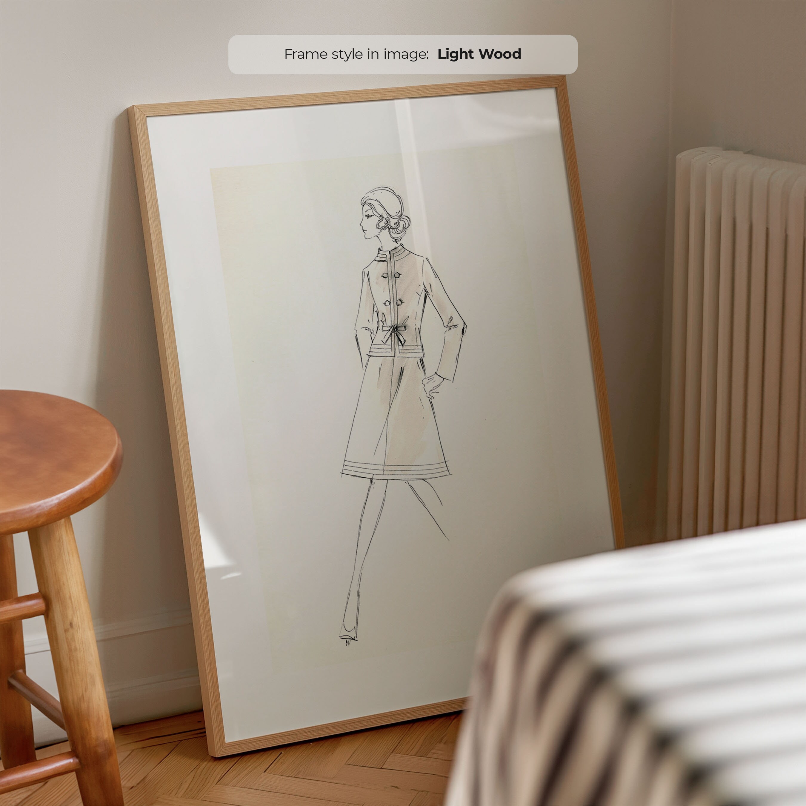 Vintage Fashion Sketch Vintage Print Framed Fashion Wall Art Vintage ...