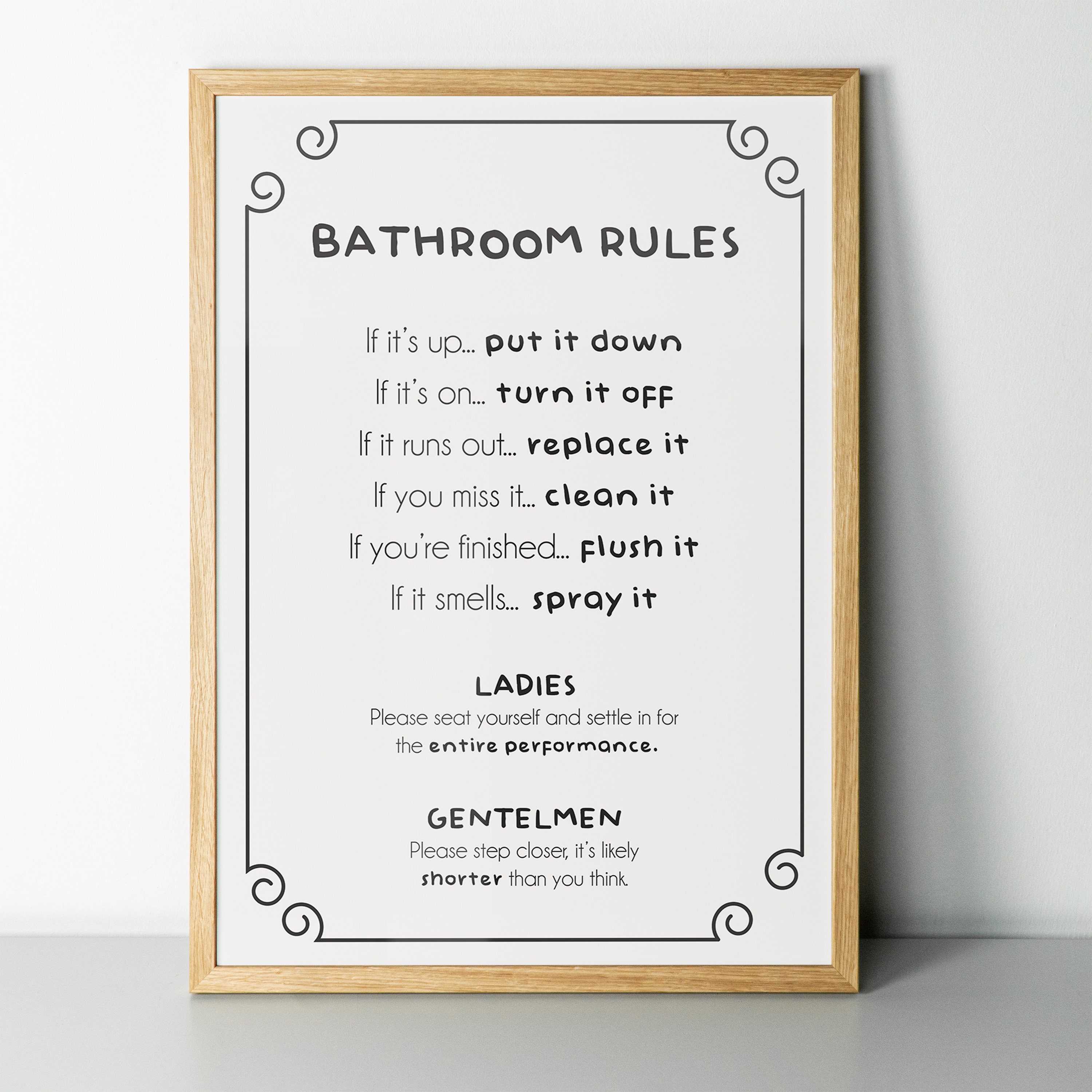 Vintage Bathroom Rules Poster Print Minimalistic Toilet Wall - Etsy