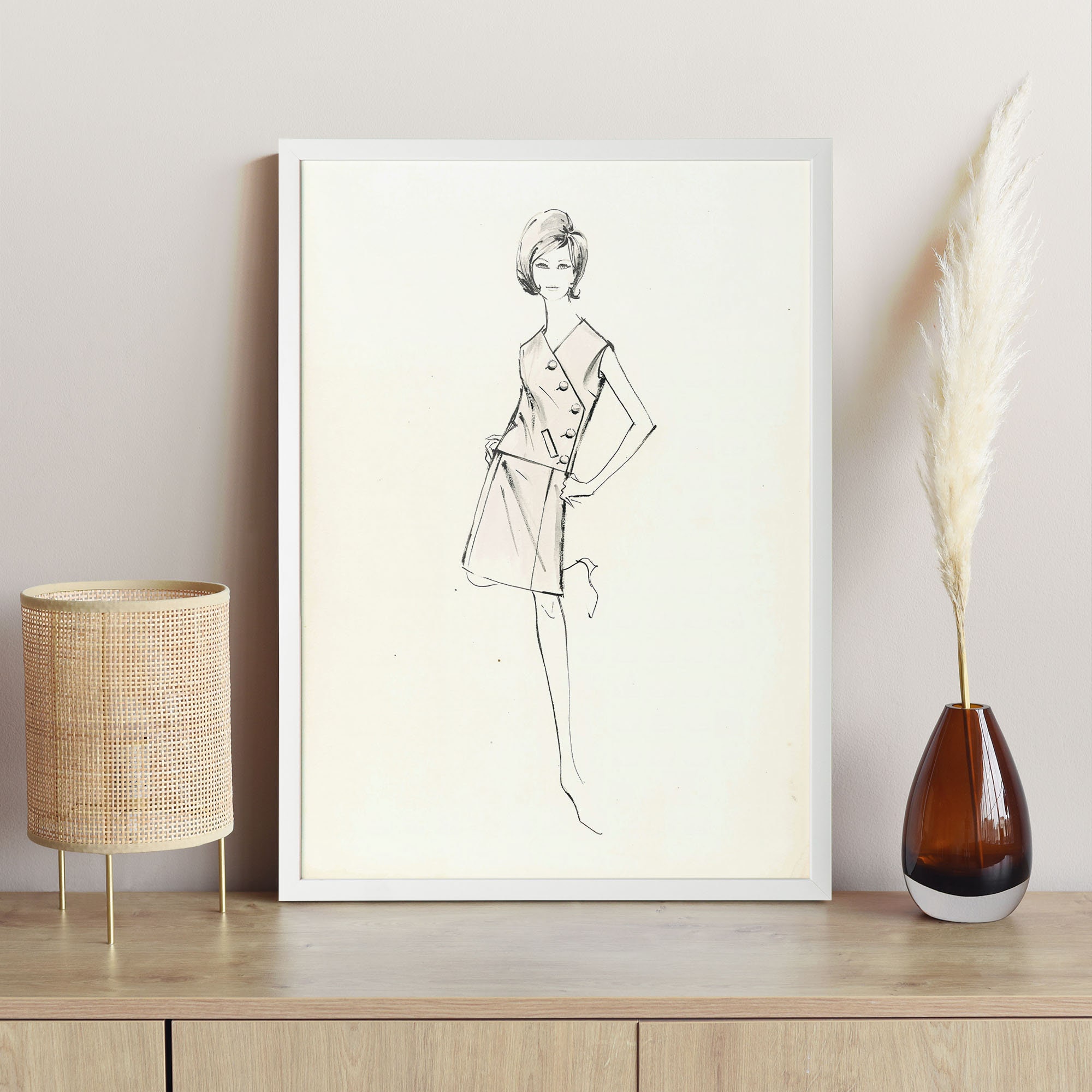 Fashion Sketch, Vintage Woman Sketch Print, Minimalist Home Wall Art ...
