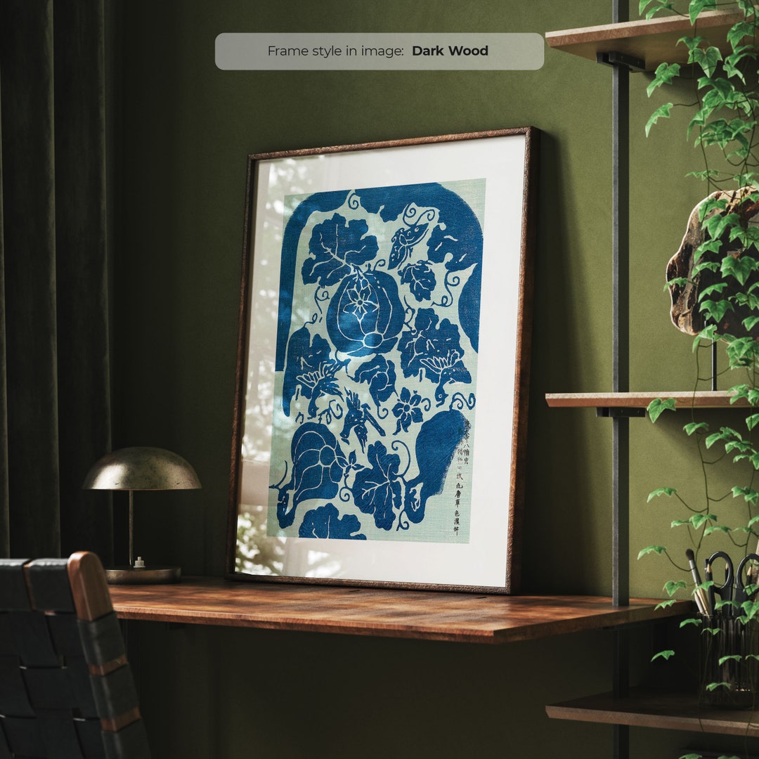 Blue Flower Pattern - Japanese Poster | Framed Vintage Japanese Wall ...