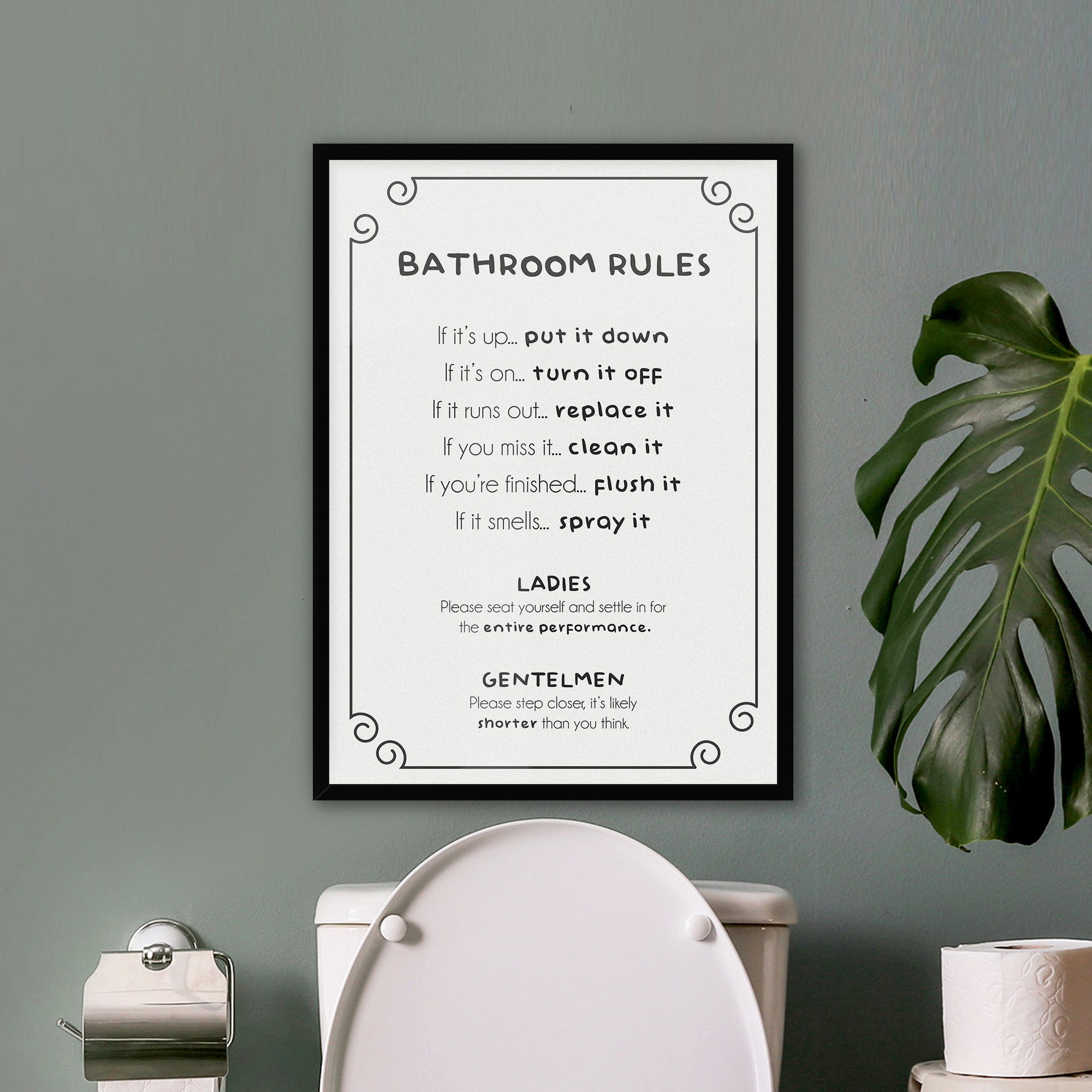 Vintage Bathroom Rules Poster Print Minimalistic Toilet Wall - Etsy