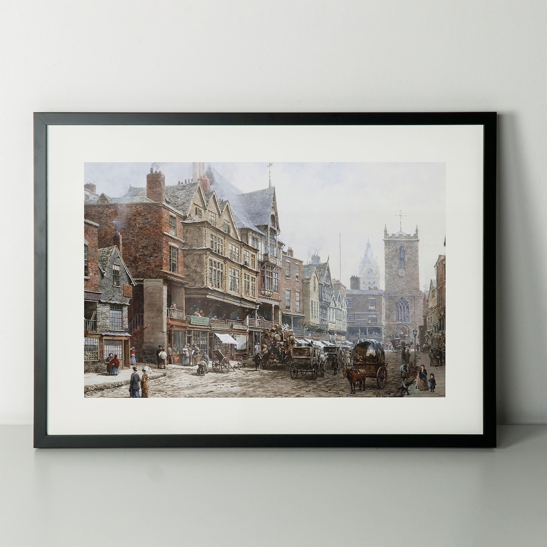 Chester Bridge Street Print, Vintage Wall Art, Vintage Urban Print ...