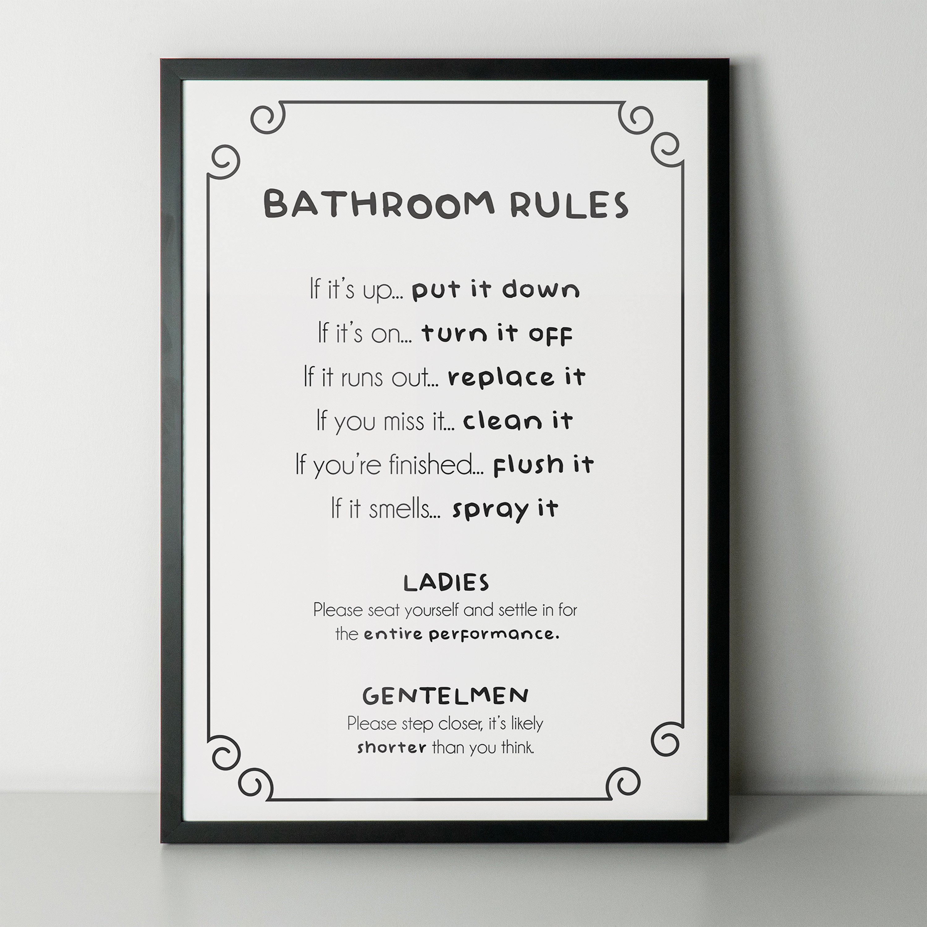 Vintage Bathroom Rules Poster Print Minimalistic Toilet Wall - Etsy