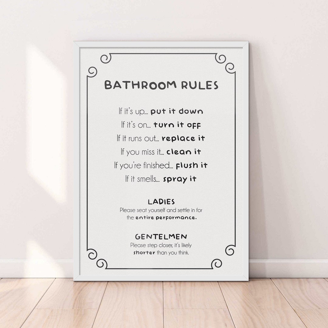 Vintage Bathroom Rules Poster Print Minimalistic Toilet Wall - Etsy