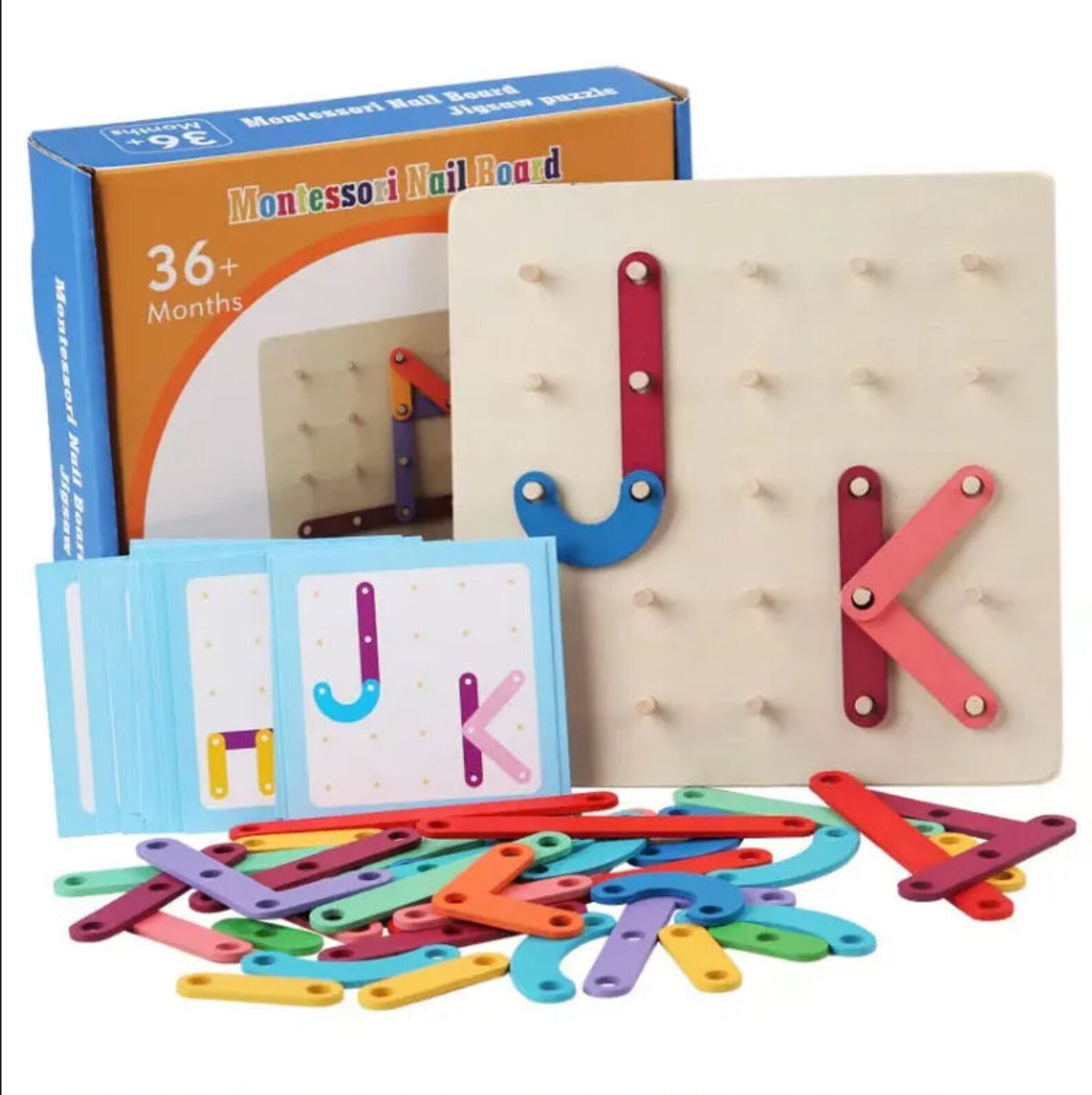 Montessori Wooden Geometric Nail Board Puzzle: Early Education Toy - Etsy