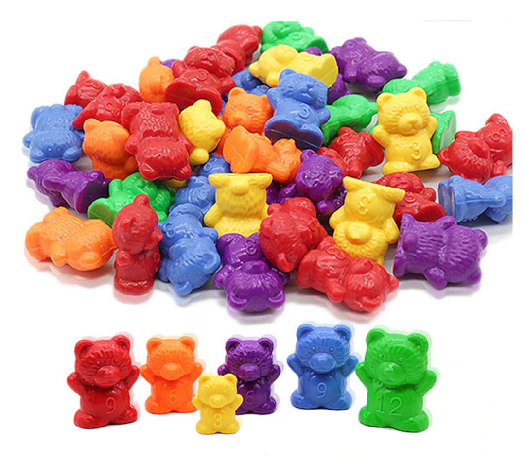 60 Pcs Counting Bear Manipulatives With 50 Cards in a Spiral Bound ...