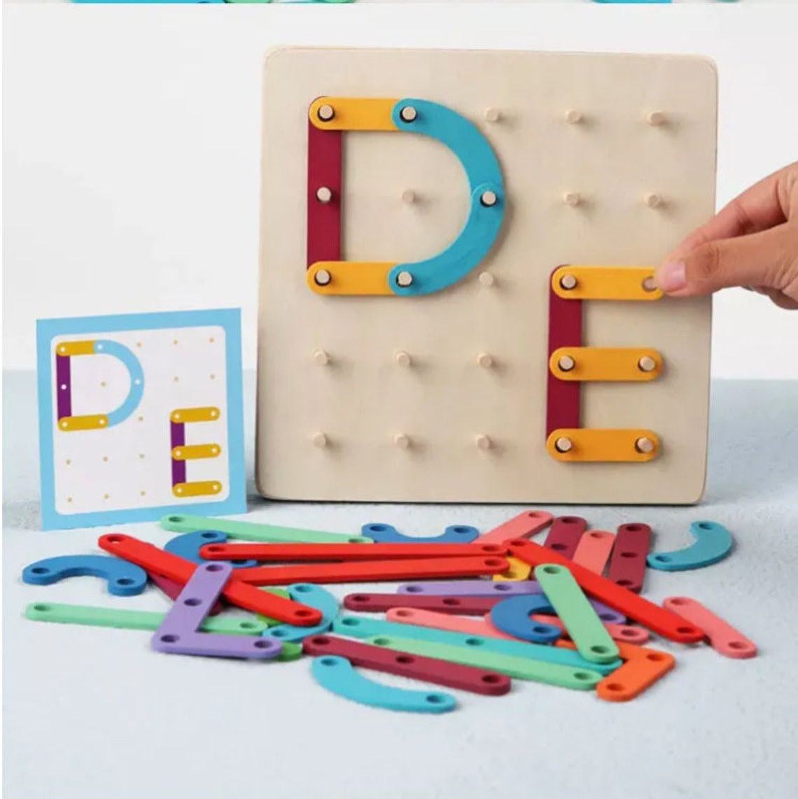 Montessori Wooden Geometric Nail Board Puzzle: Early Education Toy - Etsy