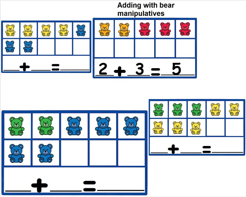 60 Pcs Counting Bear Manipulatives With 50 Cards in a Spiral Bound ...