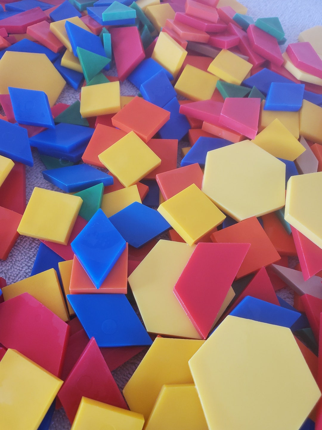 165 Pcs Thin Plastic Pattern Blocks Set, Tangram Kit for Kids Ages 4-8 ...