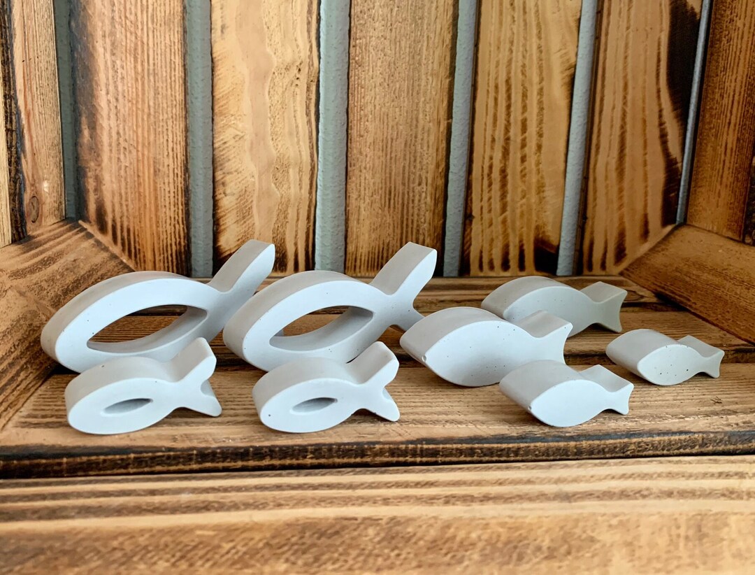 Set of 8 Concrete Fish Concrete Fish Faith Communion Concrete ...