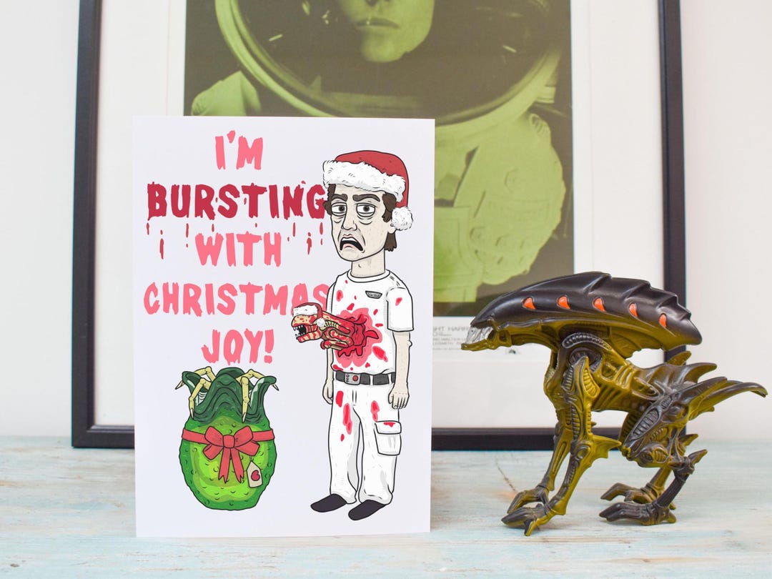 Alien Inspired Christmas Card, Alien Movie, Horror, Sci-fi, Movie Xmas ...