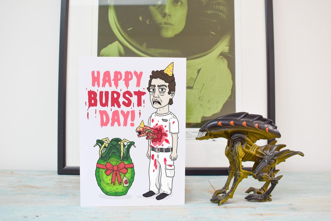 Alien Inspired Birthday Card, Happy Burst Day, Alien Movie, Horror, Sci ...