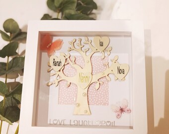 Family Tree Shadow Box, Personalised Family Tree Shadow Box, Family ...