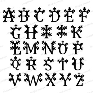 Snowflake Alphabet Monogram Svg, Split Monogram Alphabet Svg, Snowflake ...