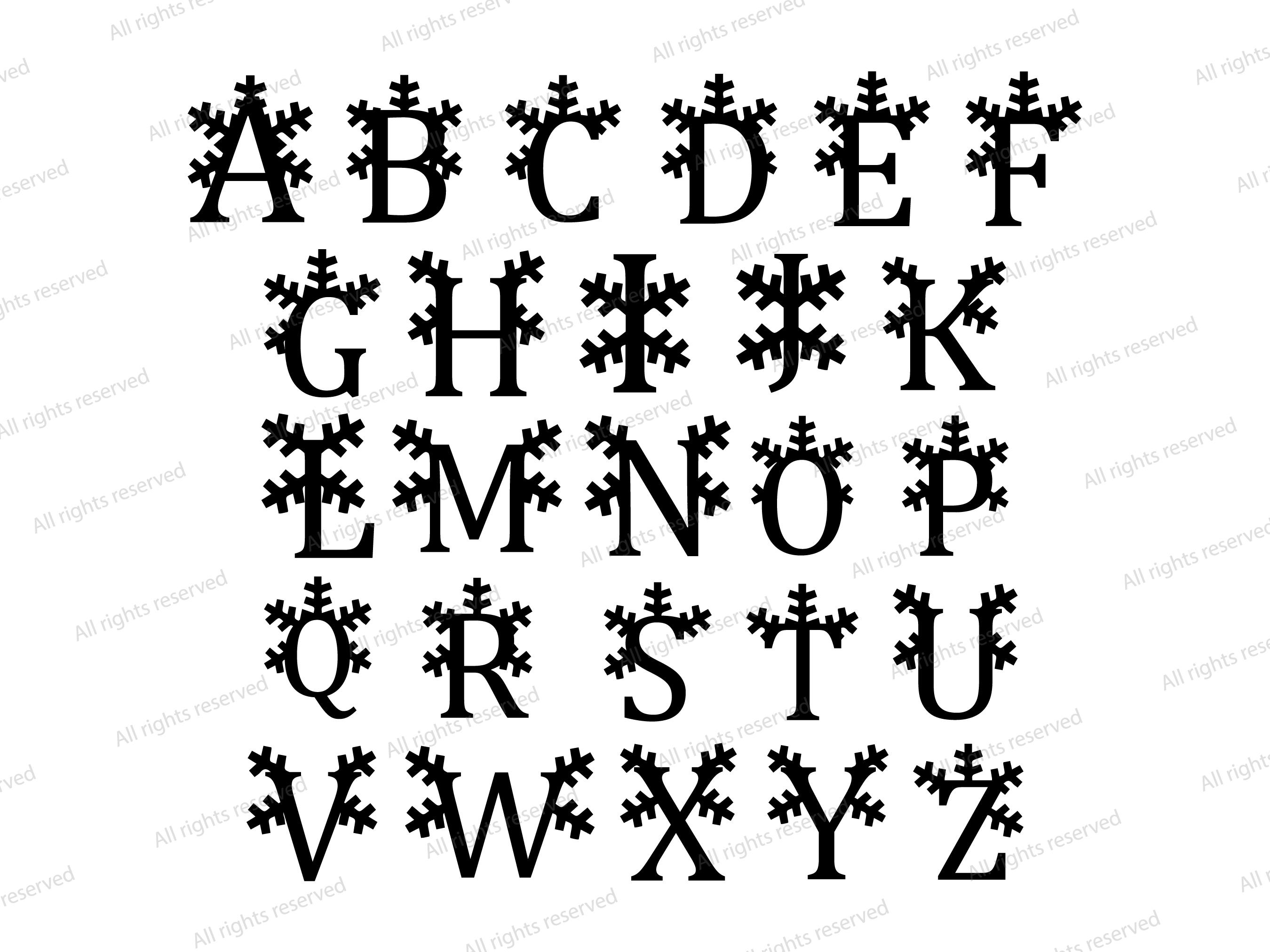 Snowflake Alphabet Monogram Svg, Split Monogram Alphabet Svg, Snowflake ...