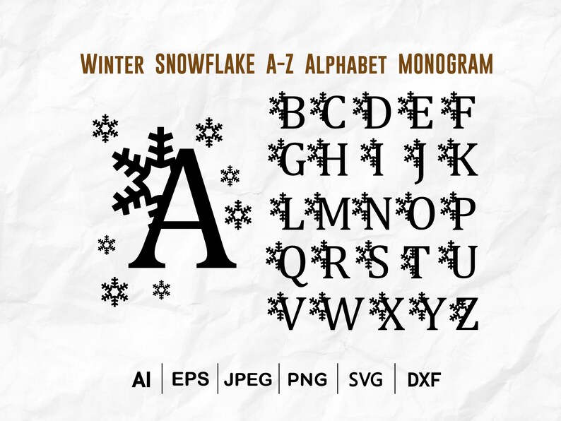 Snowflake Alphabet Monogram Svg, Split Monogram Alphabet Svg, Snowflake ...
