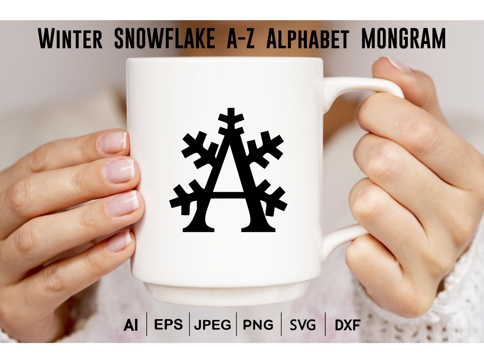 Snowflake Alphabet Monogram Svg, Split Monogram Alphabet Svg, Snowflake ...