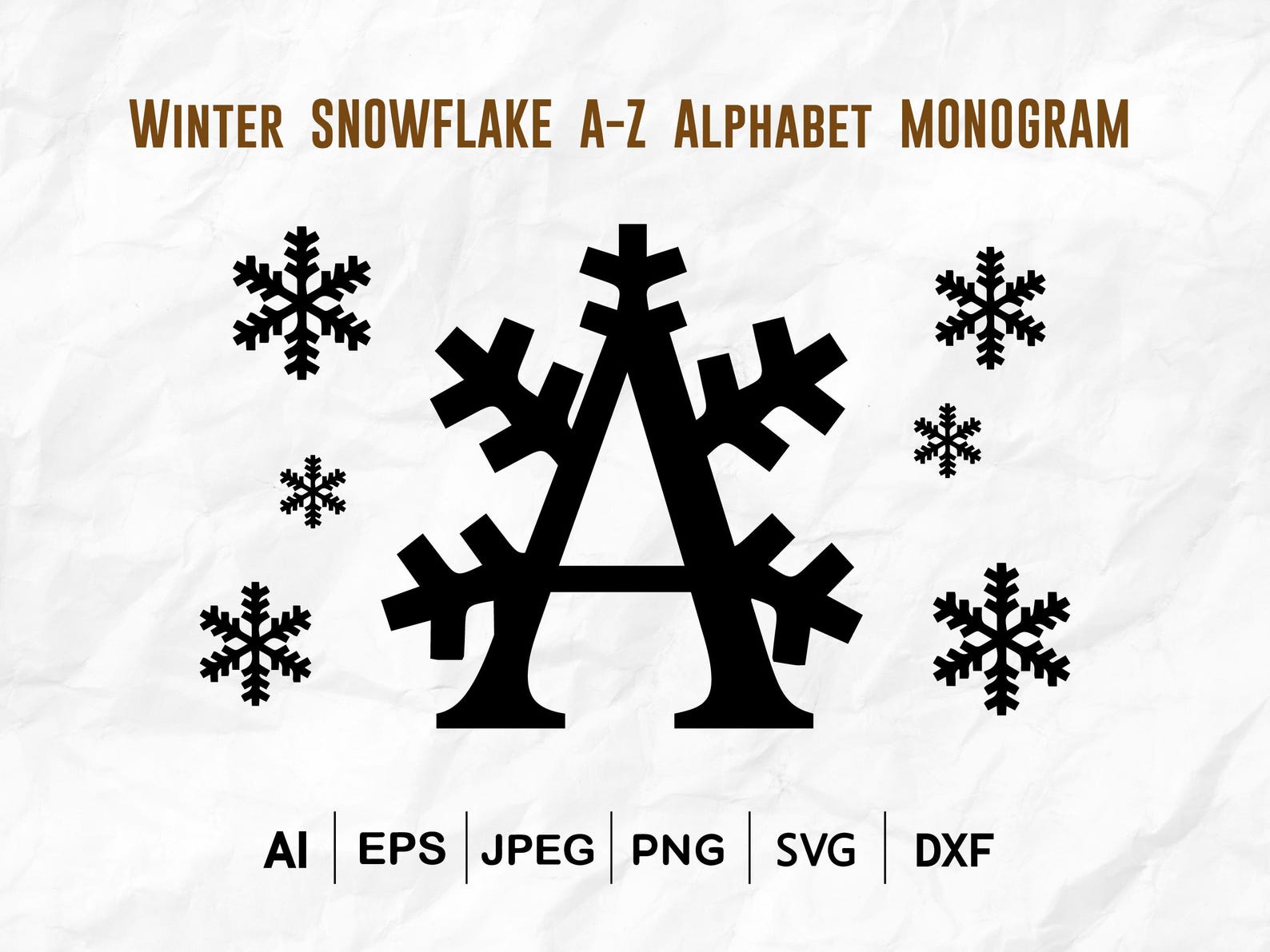 Snowflake Alphabet Monogram Svg, Split Monogram Alphabet Svg, Snowflake ...