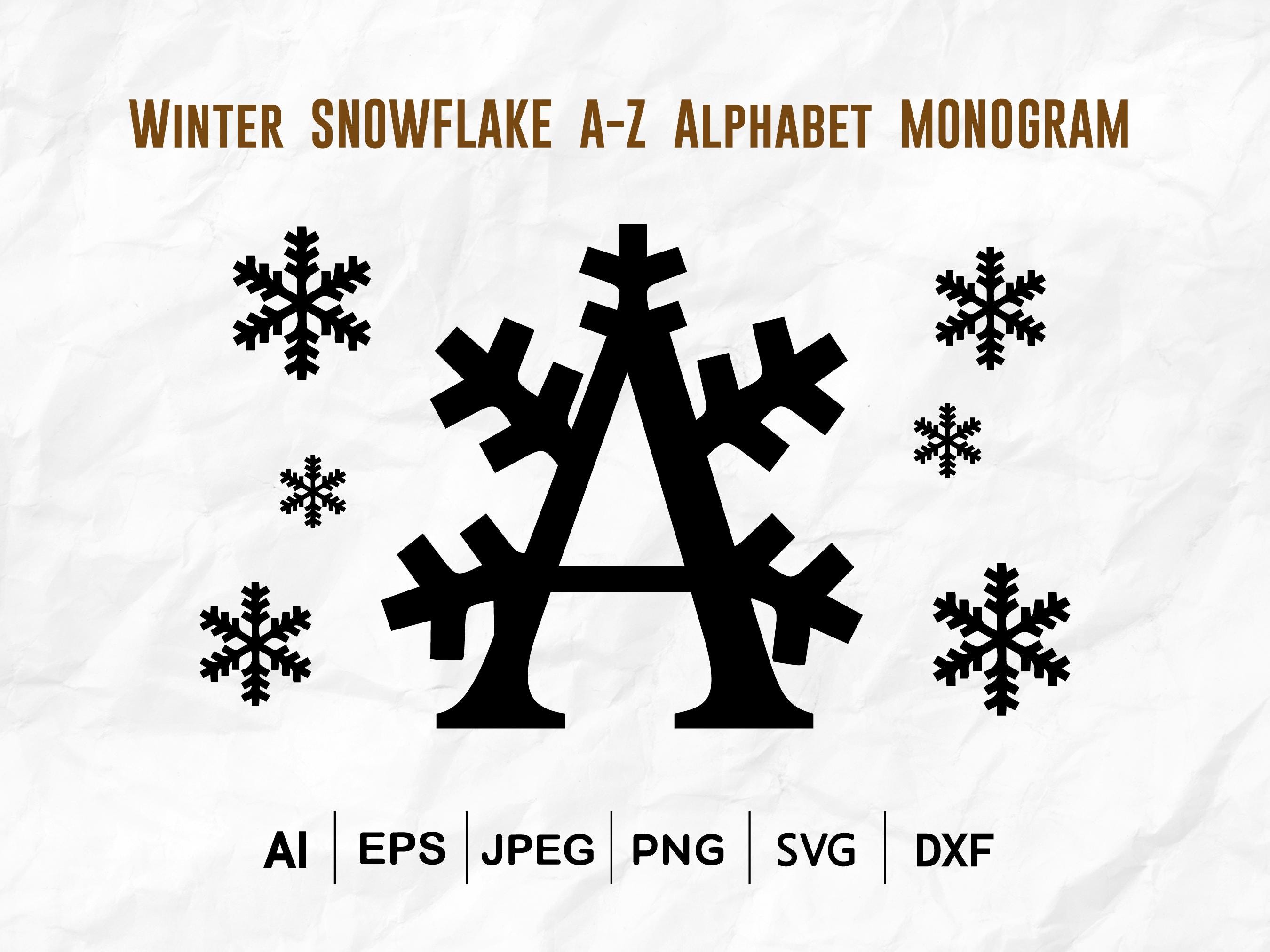 Snowflake Alphabet Monogram Svg, Split Monogram Alphabet Svg, Snowflake ...